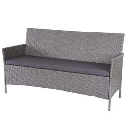 MCW 3-SITZER POLY-RATTAN GARTENBANK Hellgrau, Grau