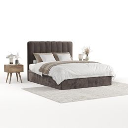POLSTERBETT Vienna mit Stauraum 120/200 cm Braun im Lotta Stoff