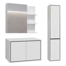 WASCHTISCHUNTERSCHRANK 78cm Soph&eacute;a 2er-Set Wei&szlig;