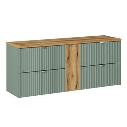WASCHTISCHUNTERSCHRANK 140.4cm Jade Gr&uuml;n und Holz