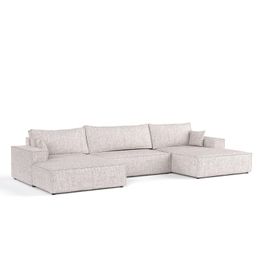 WOHNLANDSCHAFT NUBO mit Schlaffunktion Creme im Neve Stoff