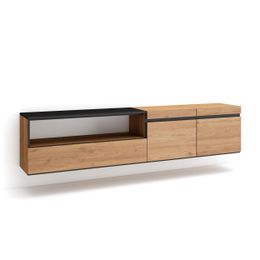 LOWBOARD H&auml;ngend, Eiche, Schwarz, 200/35/45cm