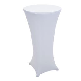 MCW STEHTISCH + HUSSE rund Silber, Wei&szlig; 2er-Set