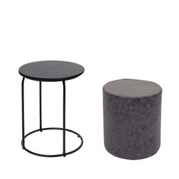 MCW SITZHOCKER/BEISTELLTISCH Schwarz 2er-Set