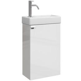 Badplaats G&Auml;STE-WC-M&Ouml;BELSET Apollo 2 Teile Wei&szlig; Hochglanz - 40 x 22 x 68 cm