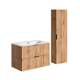 BADM&Ouml;BEL 80.2cm Adriel 2er-Set Holz in Eichenoptik
