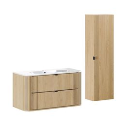 BADM&Ouml;BEL 100cm Mila 2er-Set Helle Eiche