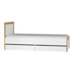 BETT 90/200 Teo Wei&szlig; und Holz