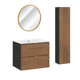 BADM&Ouml;BEL 60cm Elena 2er-Set Holz und Schwarz