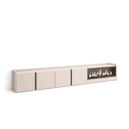 LOWBOARD, Beige, 315/35/50cm, Kamin mit Feuereffekt XXL