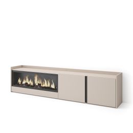 LOWBOARD, Beige, 212/35/50cm, Kamin mit Feuereffekt XXL