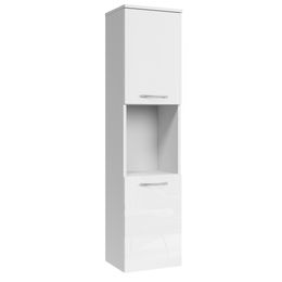 Badplaats BADEZIMMERSCHRANK Montreal mit 2 T&uuml;ren Wei&szlig; Hochglanz - 30 x 30 x 130 cm