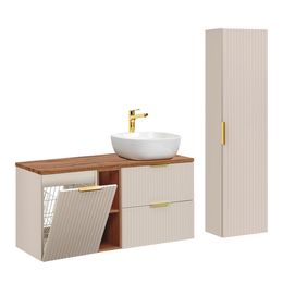BADM&Ouml;BEL 120.8cm Adriel 2er-Set Kaschmir und Holz