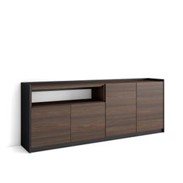 SIDEBOARD, Highboard, Dunkler Eiche und Schwarz, 207/37/80cm