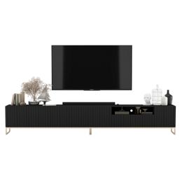 TV-LOWBOARD 2-er Set Elpis2 Schwarz Matt mit Metallrahmen 150 cm