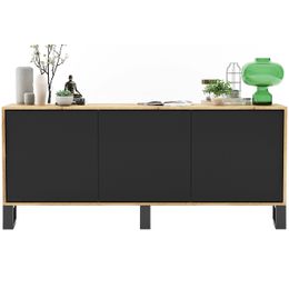 KOMMODE Apollo 3D Eiche wotan Schwarz Matt 168/72/35 cm