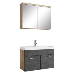Badplaats BADM&Ouml;BEL-SET Paso 3 Teile Kastanien Eiche / Grau - 80 x 35 x 55 cm