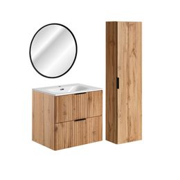 BADM&Ouml;BEL 60.2cm Adriel 2er-Set Holz in Eichenoptik
