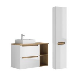 BADM&Ouml;BEL 90cm Livia 2er-Set Wei&szlig;