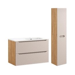 BADM&Ouml;BEL 90cm Elora 2er-Set Beige und Holz