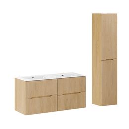 BADM&Ouml;BEL 120.4cm Isaline 2er-Set Helle Eiche