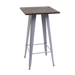 MCW STEHTISCH INKL. HOLZ-TISCHPLATTE rechteck Grau