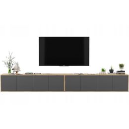 TV-LOWBOARD 2-er Set Apollo2 Eiche wotan Graphit Matt 150 cm