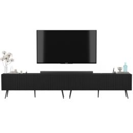 TV-LOWBOARD 2-er Set Elpis Schwarz matt mit Metallbeinen 150 cm Glamour