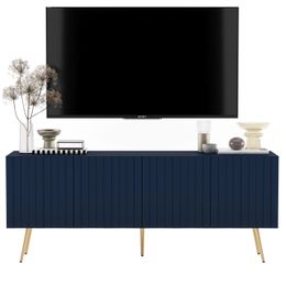 TV-SCHRANK Elpis Marineblau Matt mit goldenen Metallbeine Glamour 150 cm