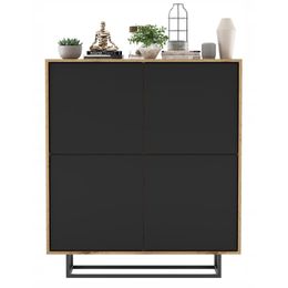 KOMMODE Apollo 4D Eiche wotan Schwarz Matt 113 cm