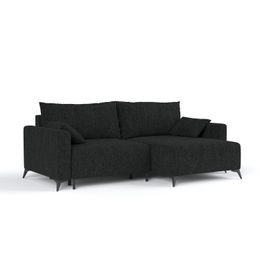 ECKSOFA NUVIO mit Schlaffunktion Schwarz im Neve Stoff
