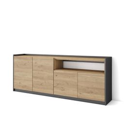 SIDEBOARD, Highboard, Eiche Schwarz, 207/37/80cm
