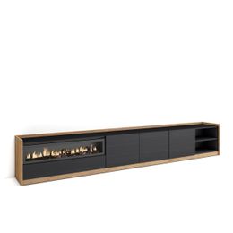LOWBOARD, Schwarz Eiche, Elektrokamin, 310/37/50cm