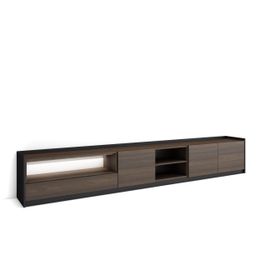 LOWBOARD, Dunkler Eiche und Schwarz, 310/37/50cm, mit Led