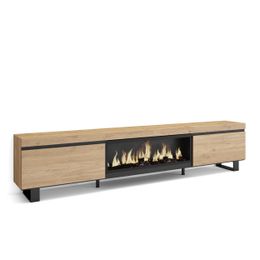 LOWBOARD, Tv-Schrank, mit Elektrokamin XXL, Eiche, 267/35/57cm