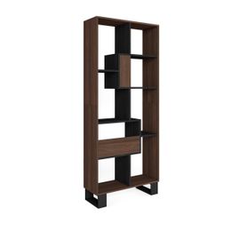 REGAL Bibliothek, Eiche dunkel und Schwarz, 67/31/174cm