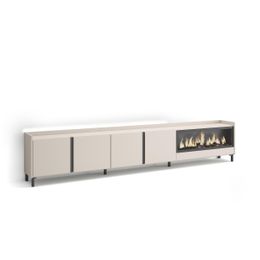 LOWBOARD, Beige, 315/35/61cm, Kamin mit Feuereffekt XXL
