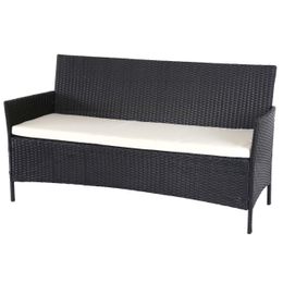 MCW 3-SITZER POLY-RATTAN GARTENBANK Anthrazit, Cremewei&szlig;