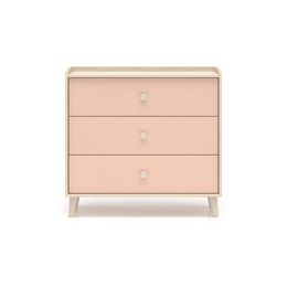 KINDERKOMMODE Alycia Beige - Korallenrosa - Holzeffekt