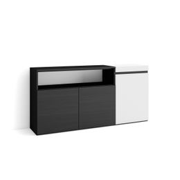SIDEBOARD wei&szlig; und schwarz, 150/35/75cm