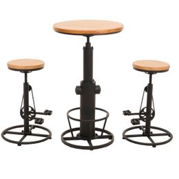 MCW BARTISCH + BARHOCKER rund Beige 3er-Set