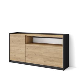 SIDEBOARD, Highboard, Eiche Schwarz, 156/37/80cm