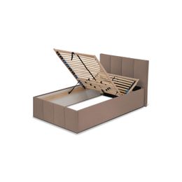 Halmon Schlafkomfort Betten POLSTERBETT Dalas Sahara 100 x 200 x 40 cm Bettkasten Mit hochwertiger Matratze H2 (bis 100 kg) und Lattenrost