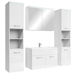 Badplaats BADM&Ouml;BEL-SET Paso LED 5 Teile Wei&szlig; Hochglanz - 80 x 35 x 55 cm