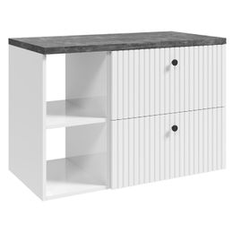 Badplaats WASCHBECKENUNTERSCHRANK Saros 2 Schubladen Wei&szlig; - 90 x 45 x 61 cm