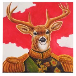 MCW &Ouml;LGEM&Auml;LDE HIRSCH HANDGEMALT Mehrfarbig