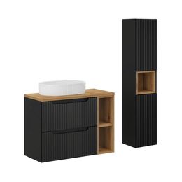 BADM&Ouml;BEL 80.4cm Riva 2er-Set Schwarz und Holz