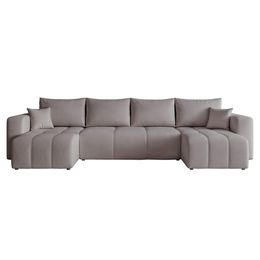 WOHNLANDSCHAFT U-Form Velours mit Bettkasten und Schlaffunktion