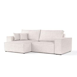 ECKSOFA CAVO mit Schlaffunktion Hellbeige im Neve Stoff
