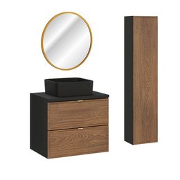 BADM&Ouml;BEL 60.2cm Elena 2er-Set Holz und Schwarz